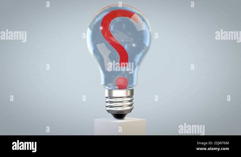 3D question mark revolving inside of a classic light bulb, loop Stock ...