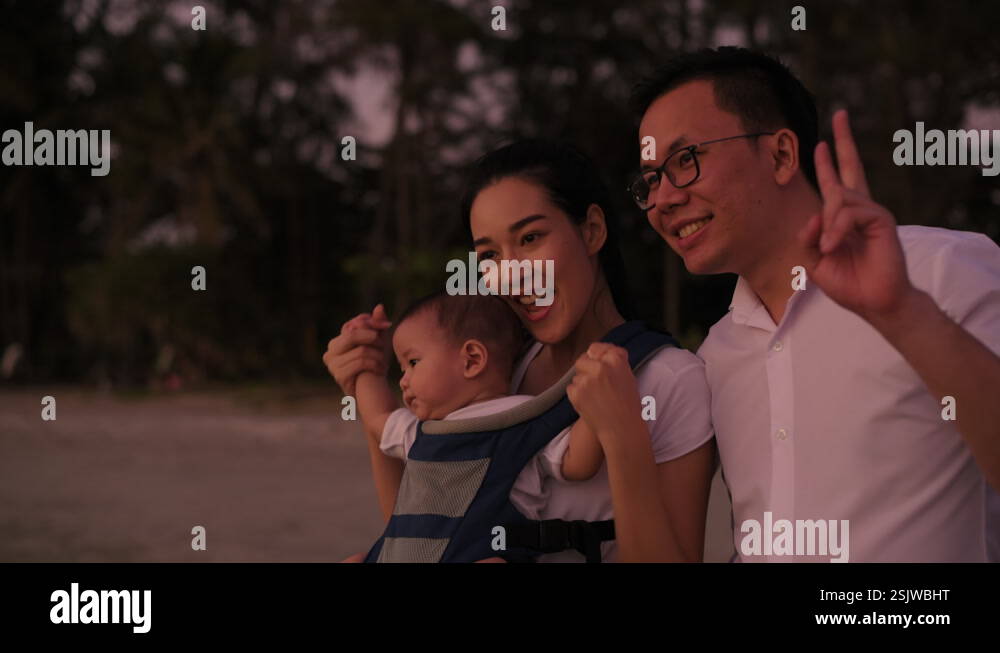 Tourism concepts of 4k Resolution. Asian family having fun together at the Stock Video Footage ...