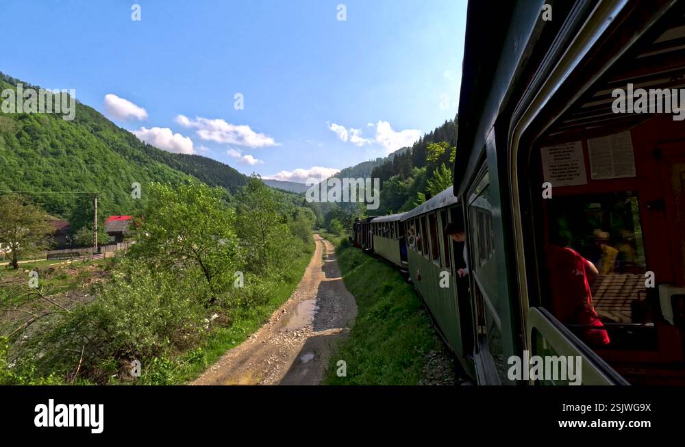 Mocanita Maramures on Vaserului Valley in Romania and riding the steam ...