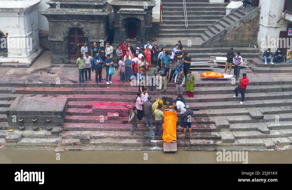 Human Cremation Ceremony In Pashupatinath Temple Taking Place On Steps ...