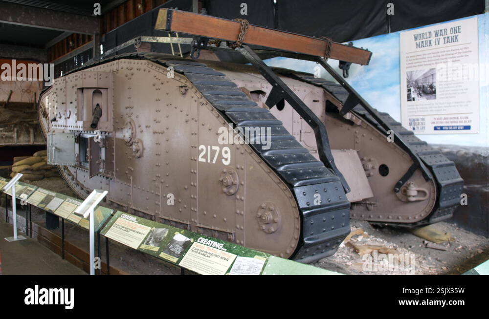 A World War One Mark Four IV tank on display in a WW1 museum Stock ...