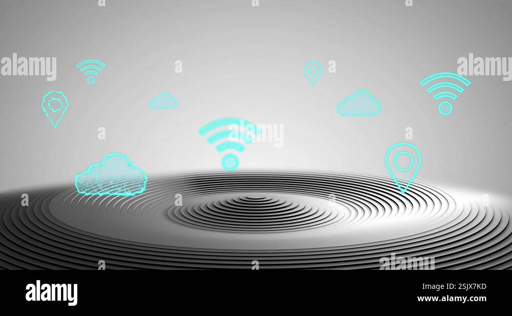 Animation cloud wifi communication icons Stock Videos & Footage - HD ...