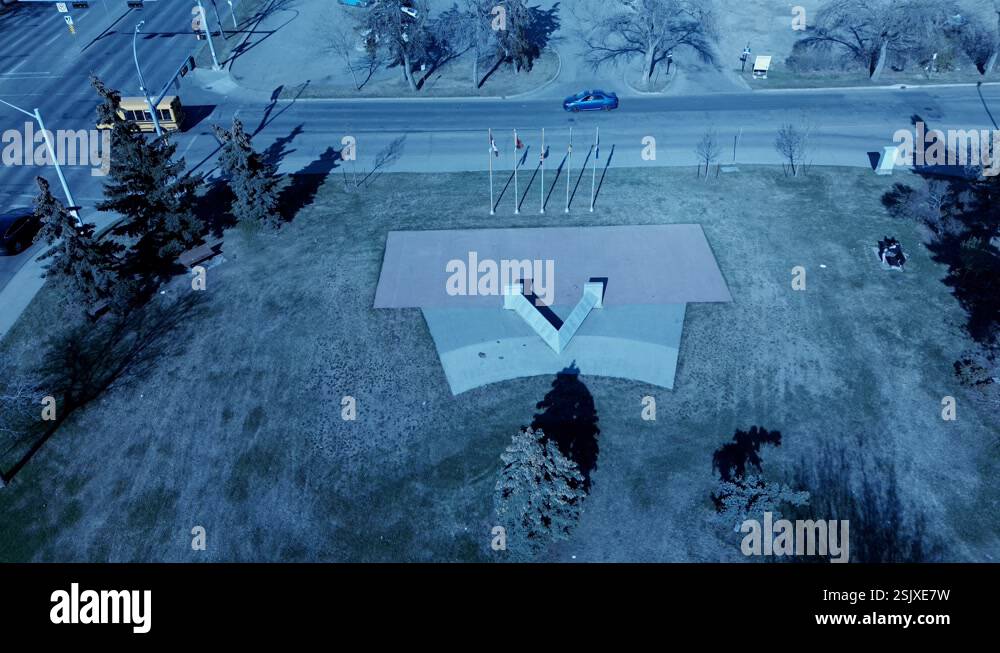 Edmonton Victoria Cross Memorial Park aerial birds eye top view Stock ...