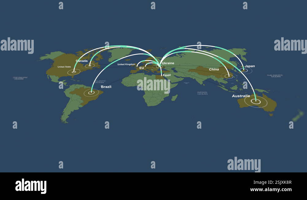 World map connection network 3d animation. A worldwide network ...