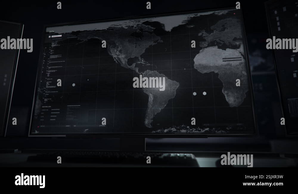 Futuristic Spy Map System Monitoring Activity Of Enemy Agents On World ...