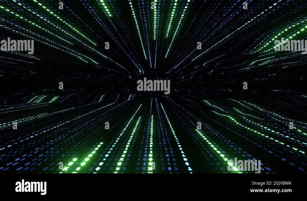 Graphic animation, matrix inspired seamless loop, crypto symbols data ...