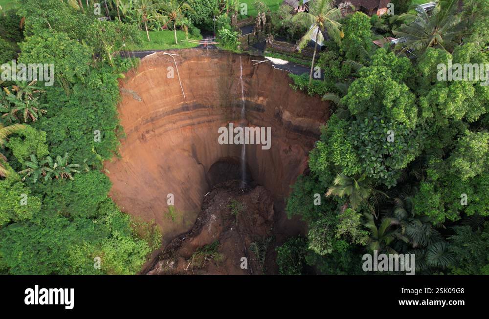 Local landslide occurred, causing ground to collapse on steep slope of ...
