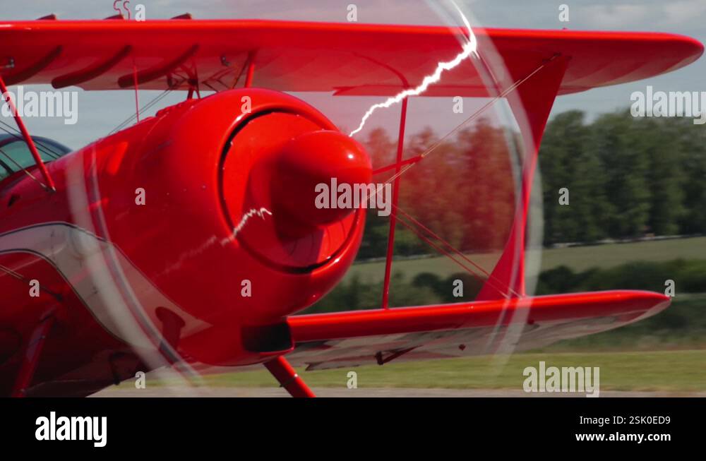 Private plane crash. A small plane during an aerobatic simulation Stock ...