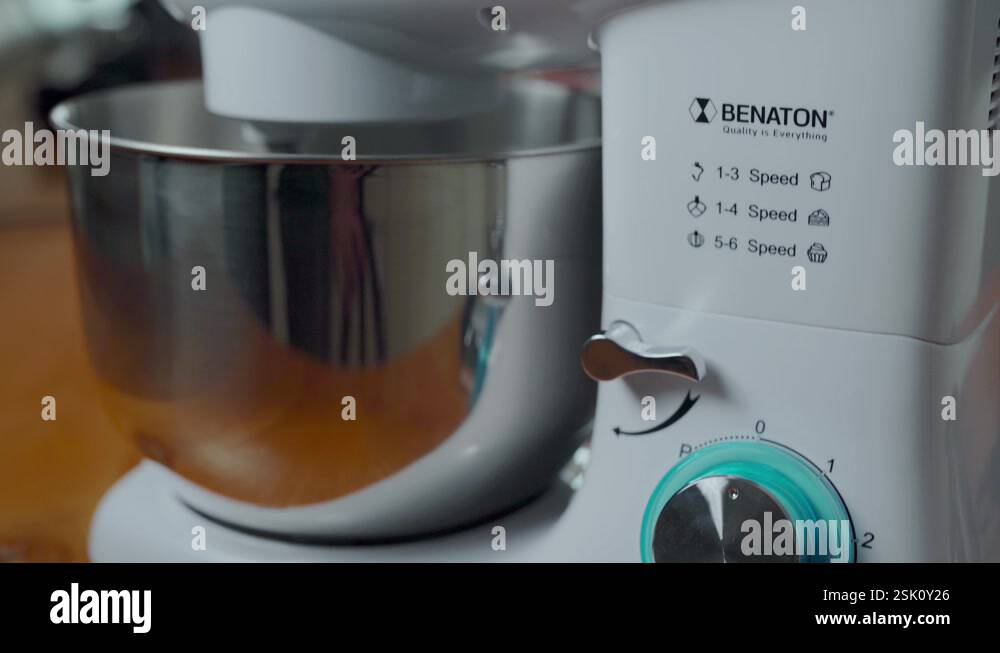 Tilt down pan of versatile food processor, side profile. Closeup Stock ...