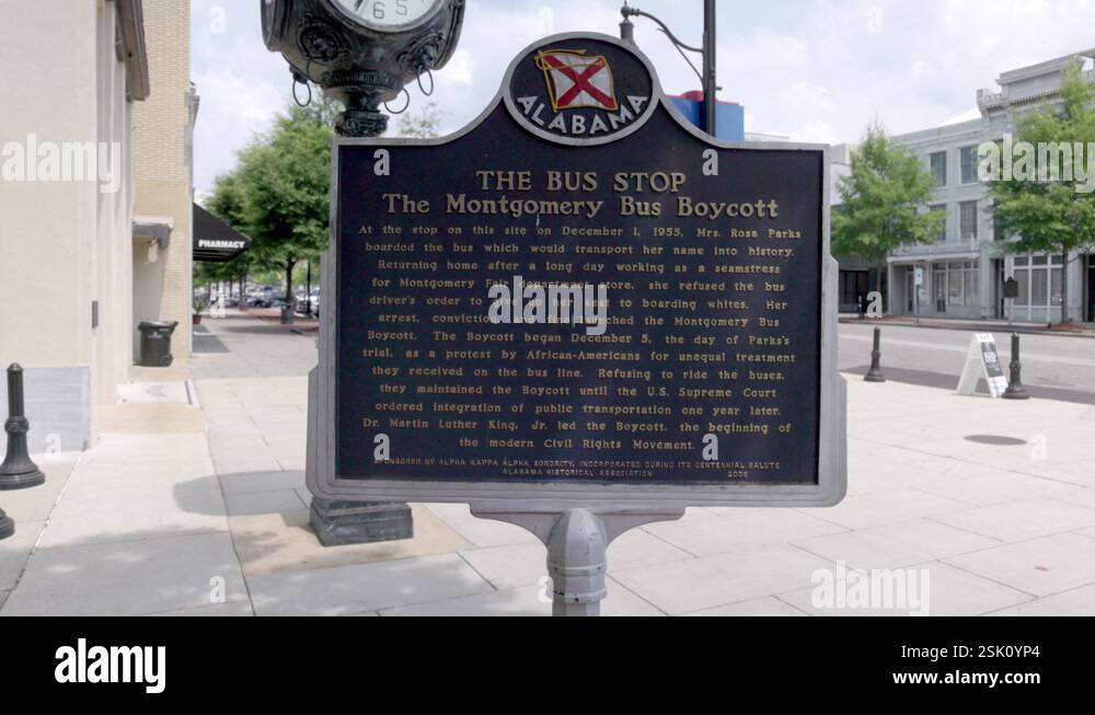 Rosa Parks Bus Stop location historical marker in downtown Montgomery ...