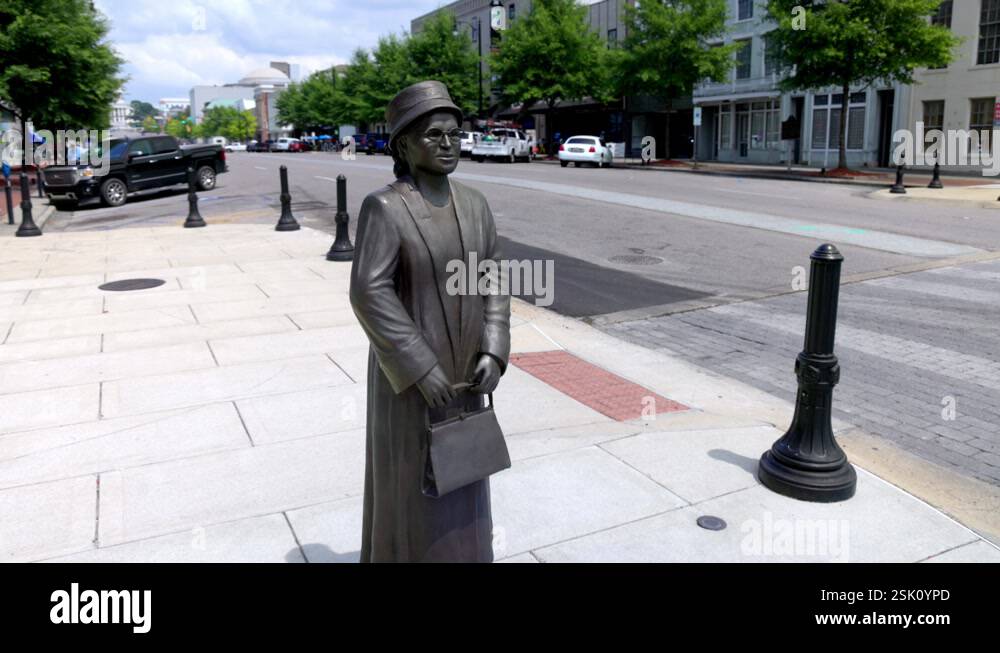 Rosa Parks statue in downtown Montgomery, Alabama with gimbal video ...