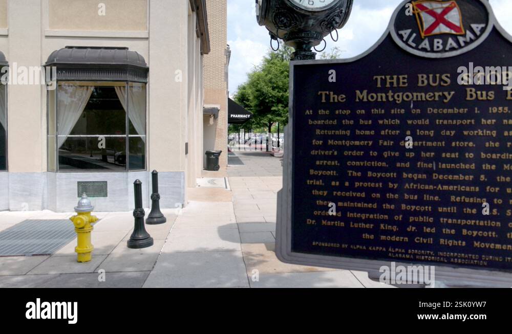 Rosa Parks Bus Stop location historical marker in downtown Montgomery ...