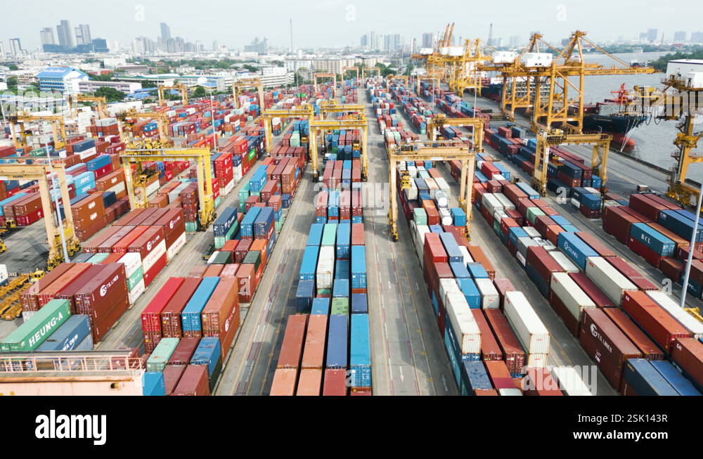 Huge Port Logistics Hub, Oversea Shipping Containers, Global Trade ...
