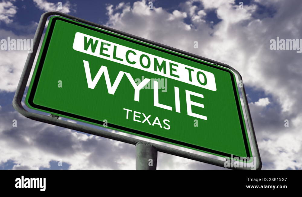 Welcome to Wylie Texas, USA City Road Sign Close Up, Realistic 3d ...