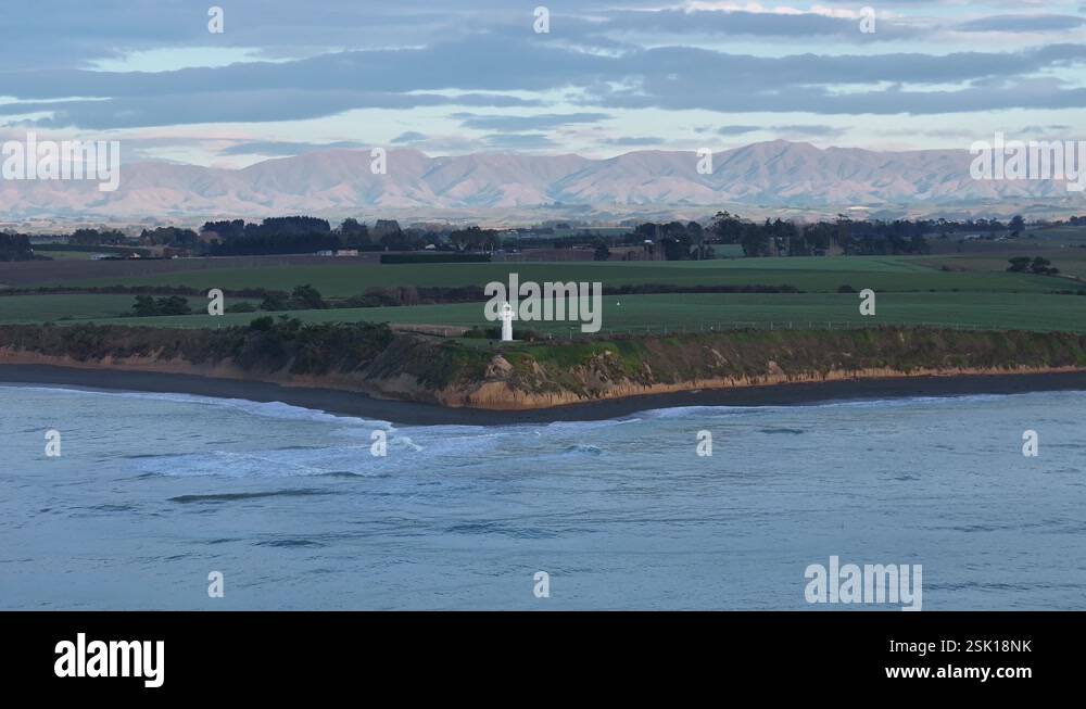 Scenic point of Jack's Lighthouse in Timaru, New Zealand. Aerial scenic ...
