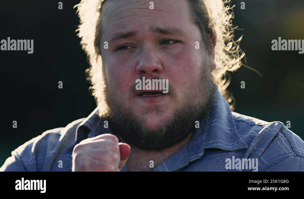 Anxious male caucasian person standing outdoors feeling anxiety and ...