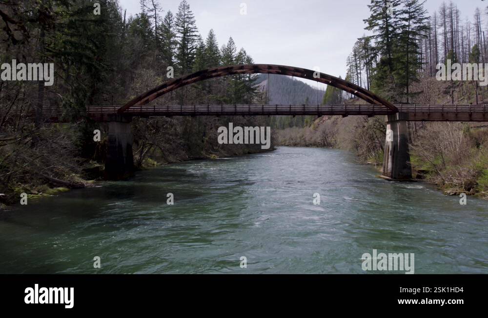River Bridge in Umpqua National Forest, Douglas County, Oregon - Aerial ...