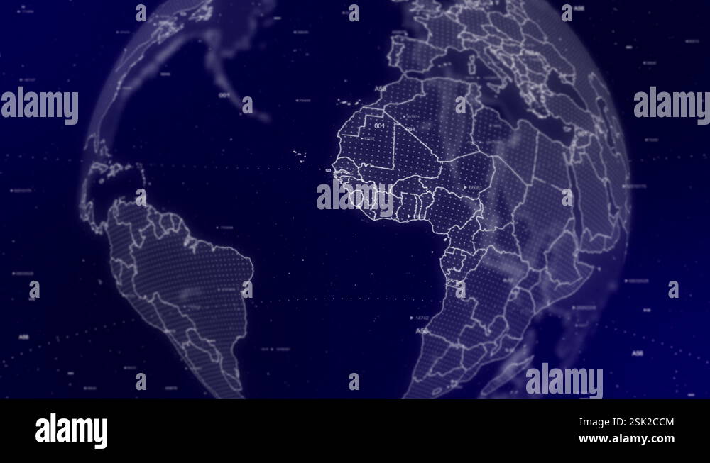 A cinematic video background showcases a digital globe rotating, zooming Stock Video Footage - Alamy