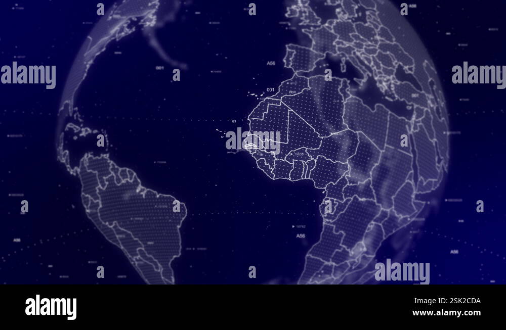 A cinematic video background showcases a digital globe rotating, zooming Stock Video Footage - Alamy