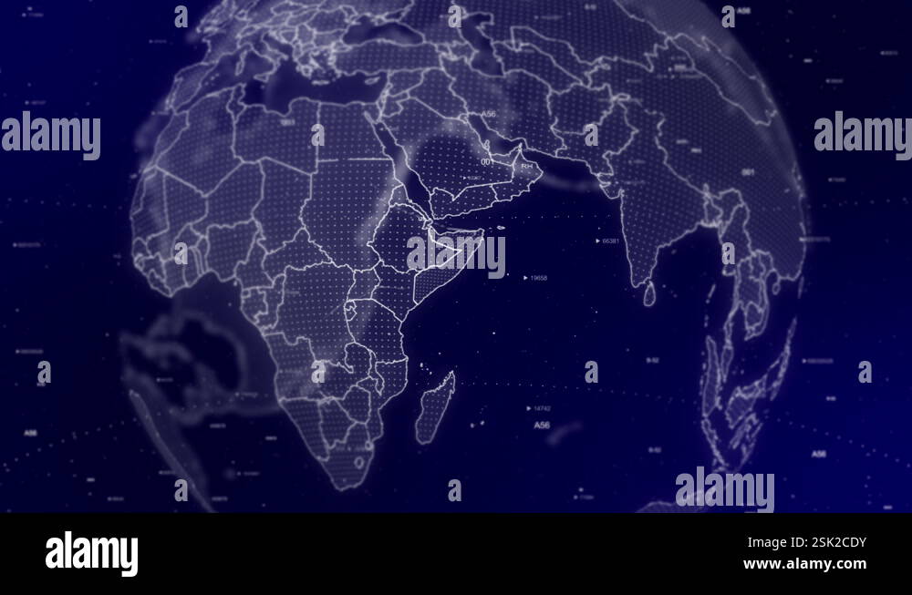 A cinematic video background showcases a digital globe rotating ...
