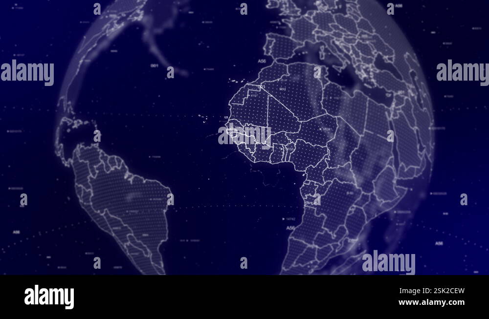 A cinematic video background showcases a digital globe rotating, zooming Stock Video Footage - Alamy