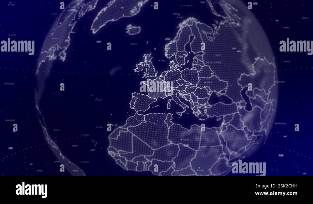 A cinematic video background showcases a digital globe rotating ...