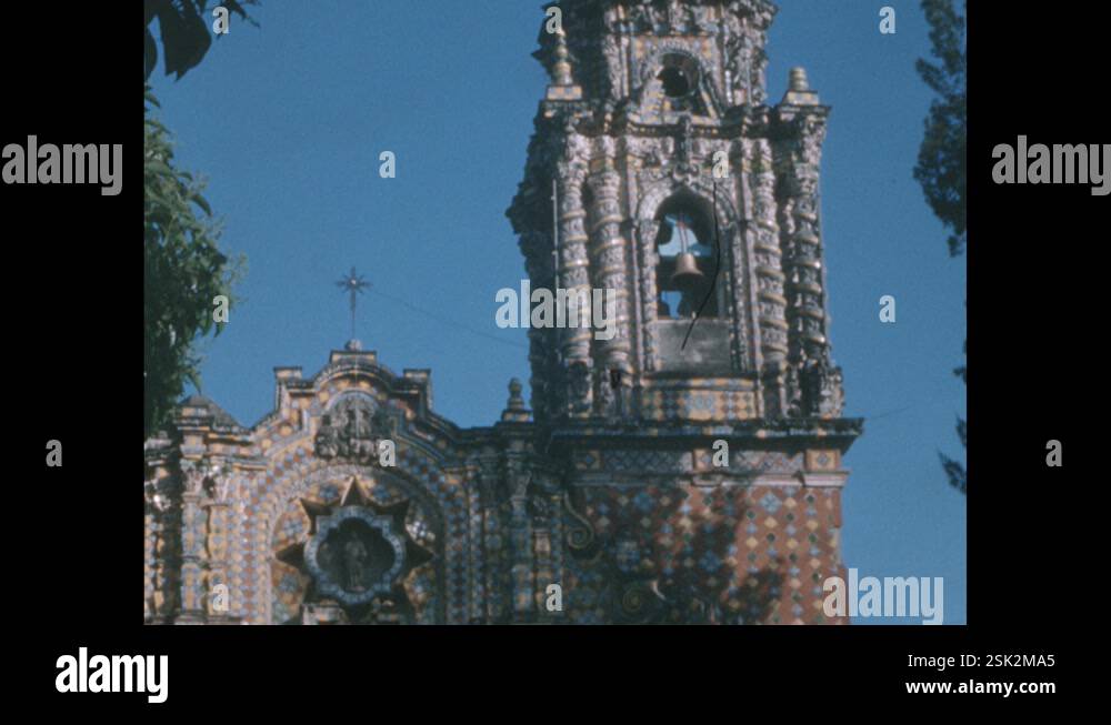 1960s Mexico: Intricately and colorfully tiled church exterior Stock ...