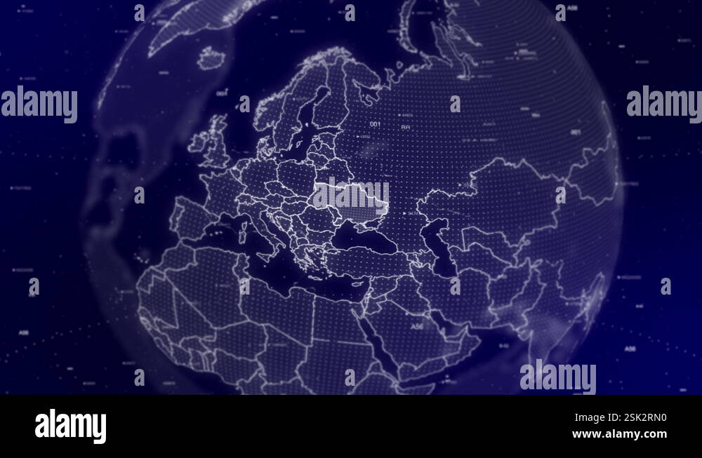 A cinematic video background showcases a digital globe rotating ...