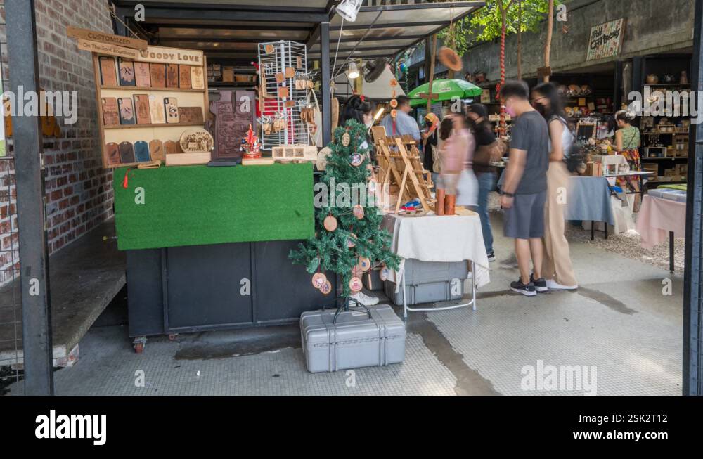 Time lapse crowd of group of people walking at open market in the ...