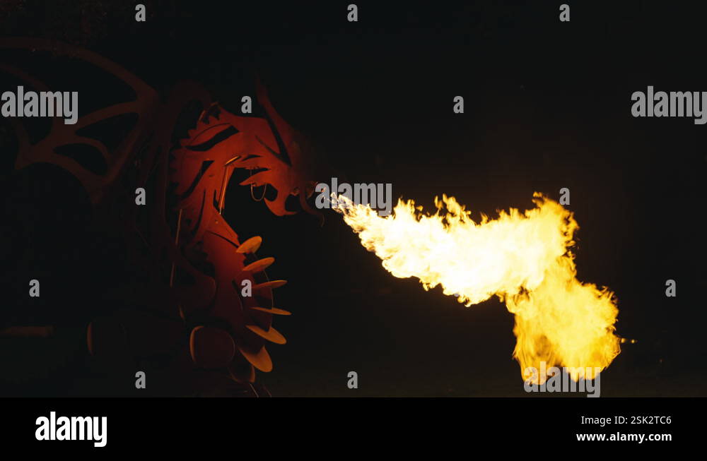 Red Dragon breathing Fire Art Installation for Vivid Sydney in the ...