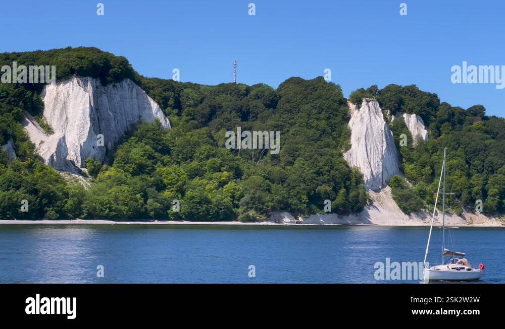 The very famous chalk cliffs of the Rügen Island in Germany with the ...