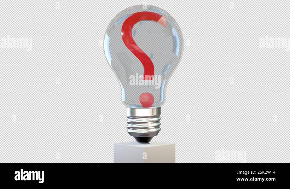 3D question mark revolving inside of a classic lightbulb, loop, Alpha ...