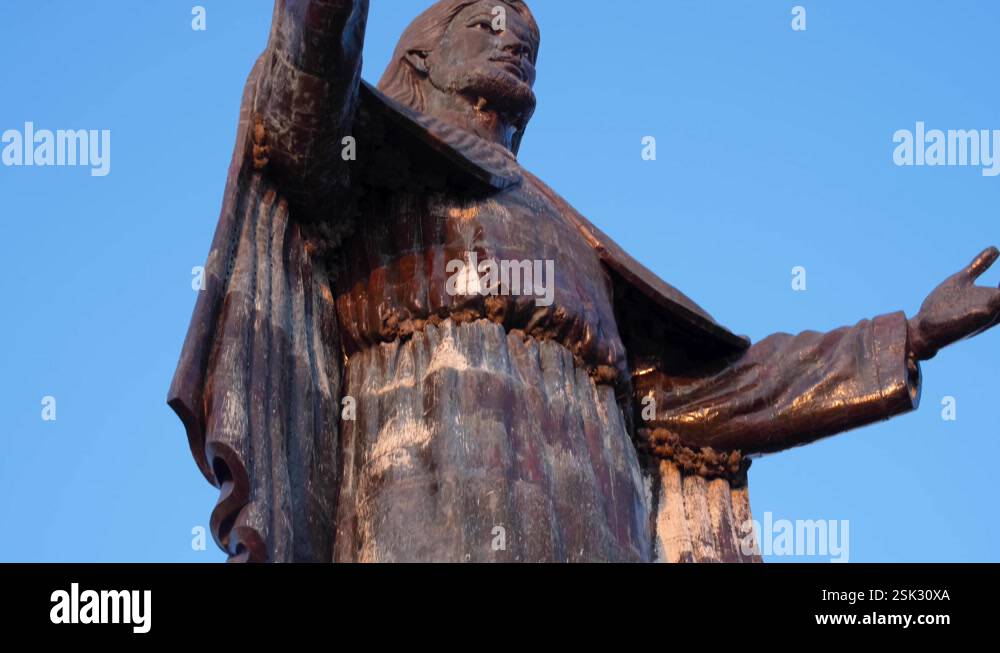 Close up of Cristo Rei statue of Jesus Christ in capital city of Dili ...