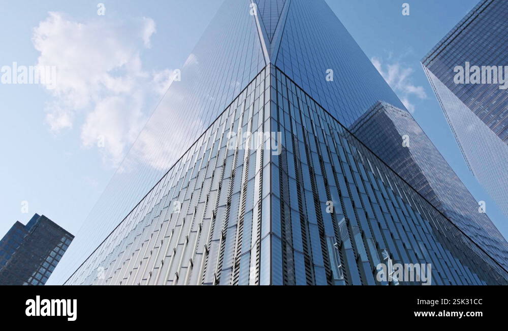 Tilt-up reveal up side of Freedom Tower skyscraper, iconic attraction ...