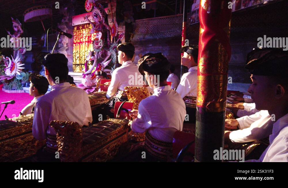 Musicians Play Gamelan Gong Kebyar Traditional Music from Bali ...