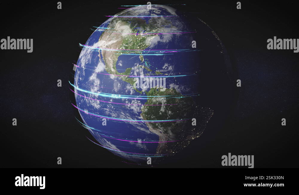 Detailed model of planet Earth with visual effects. Various charts and ...