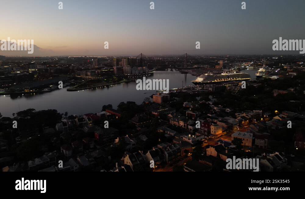Left Pan above Balmain east, facing first the Anzac Bridge, than ...