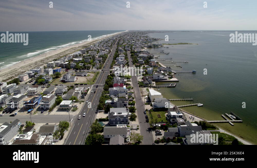 Skinny Island Beach Town with both bayside and ocean visible,(LBI ...