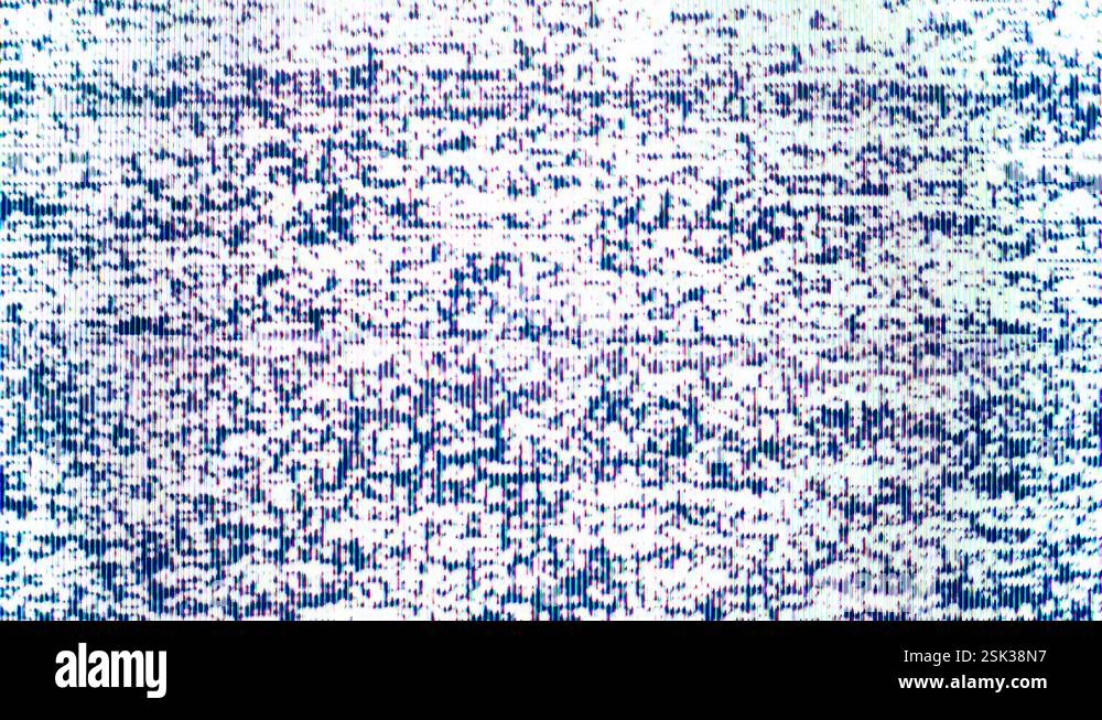 Bad Tv reception video signal breakdown, VHS video tape static noise ...