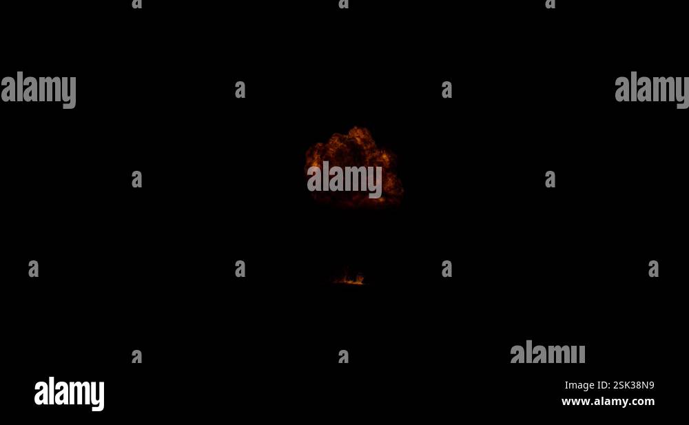 CG animation of fire explosion with alpha matte on black background ...