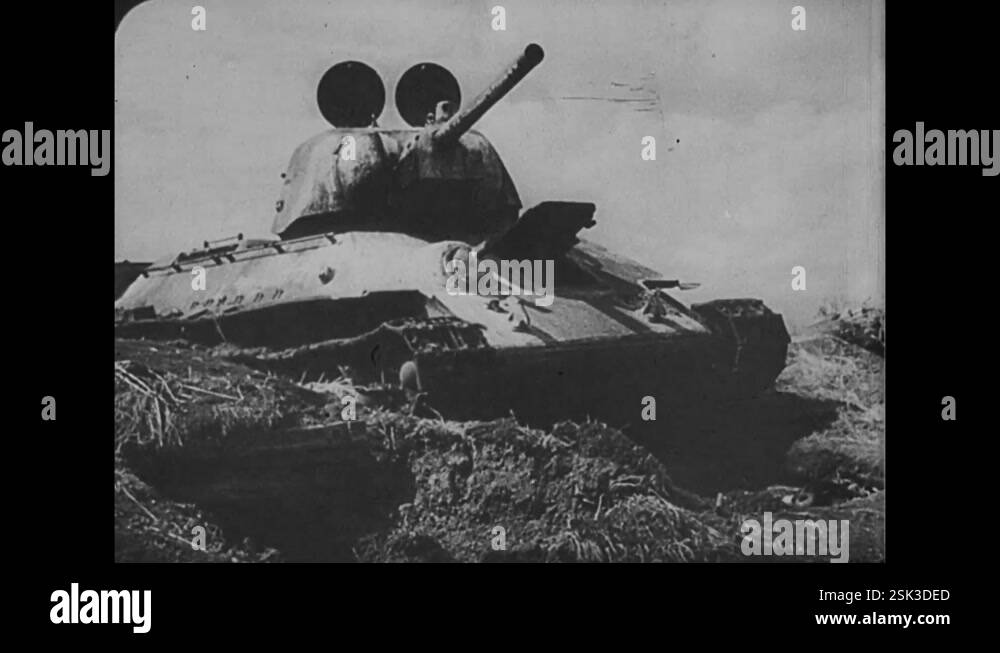 Destroyed Soviet tanks. Battle of Kursk Stock Video Footage - Alamy