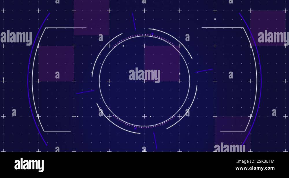 Animation of circles over plus symbols and squares against grid pattern ...