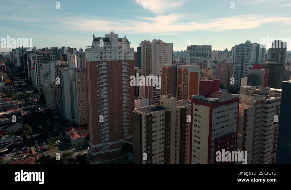 Big City in Brazil. Aerial View of Curitiba architecture with residence ...