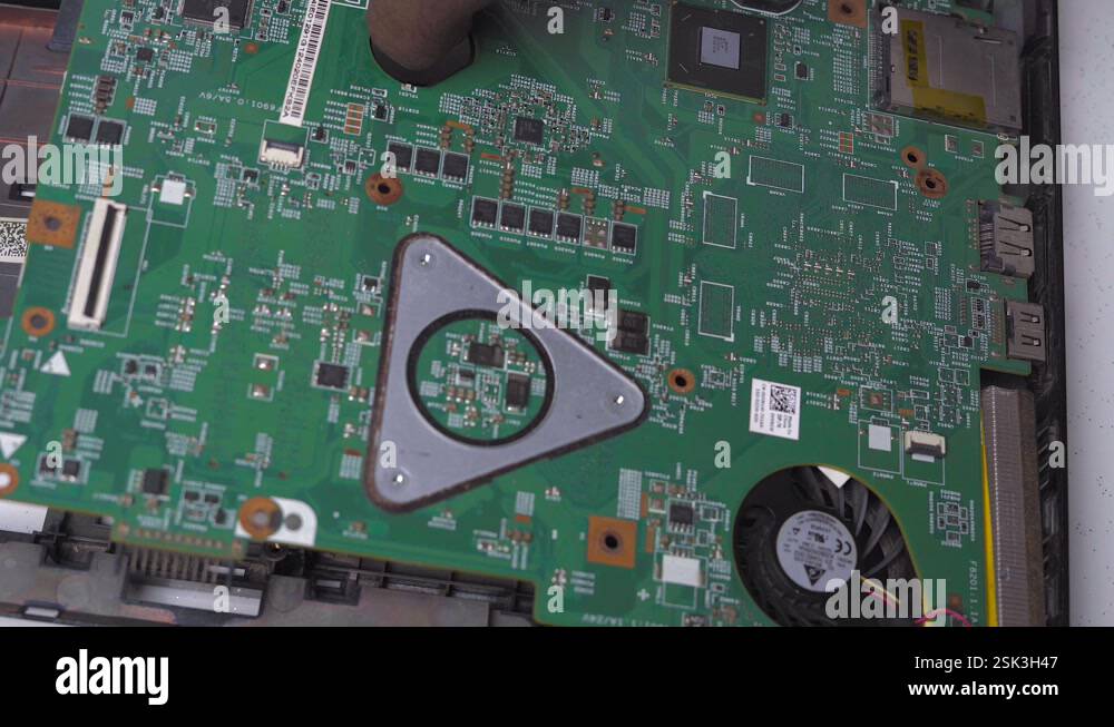 laptop component motherboard assembling closeup view black internal ...