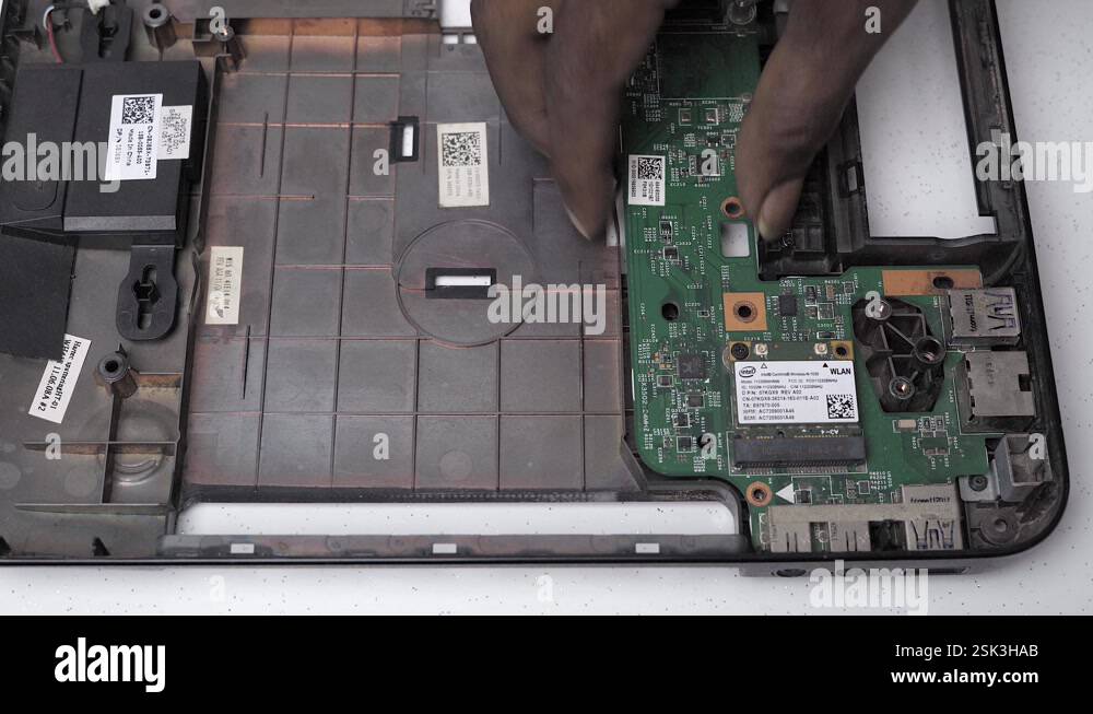 laptop component motherboard assembling closeup view black internal ...