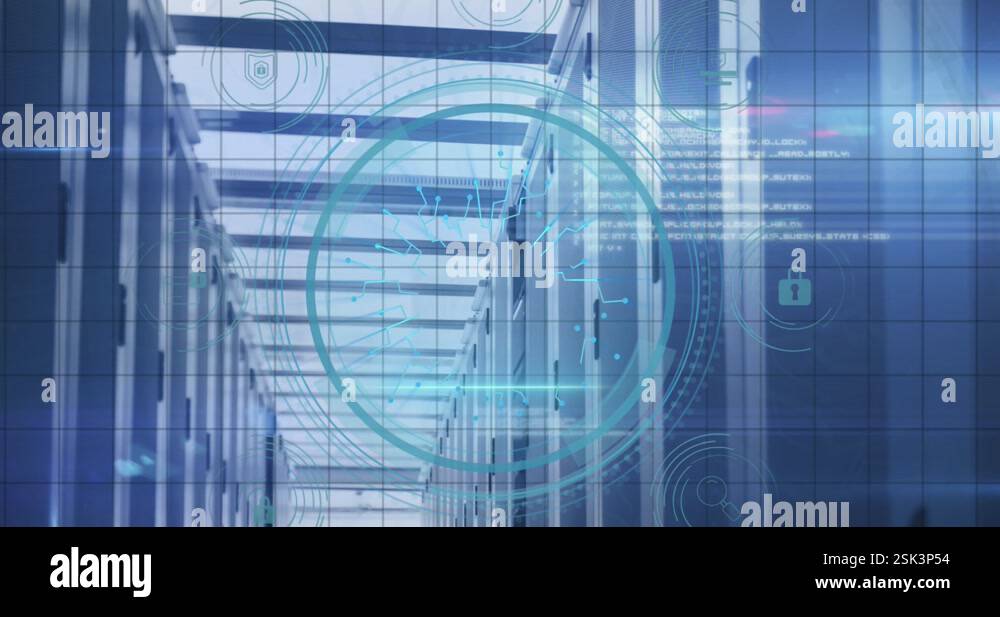 Animation of cyber security text with security padlock icon and data ...