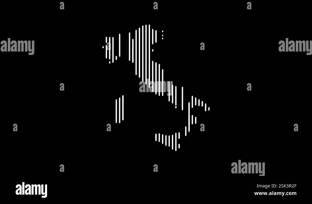 Italy map consisting of white stripes on a black background Stock Video ...