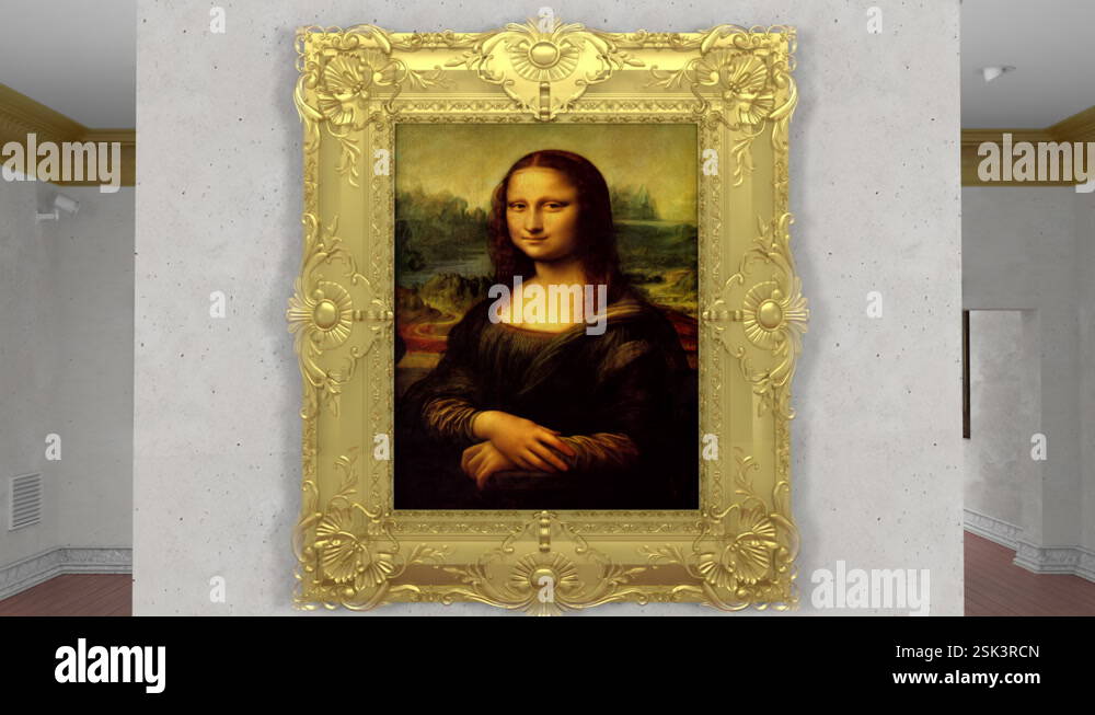 Mona Lisa Painting and 3D Fake Museum. 3D Animation Stock Video Footage ...
