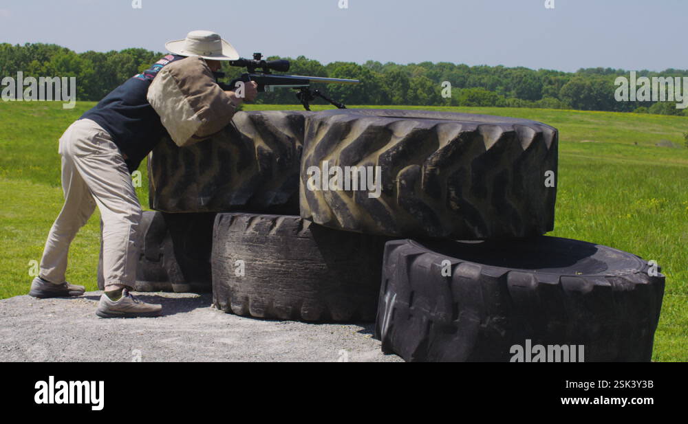 Marksman With Precision Rifle At Shooting Competition In Leach ...