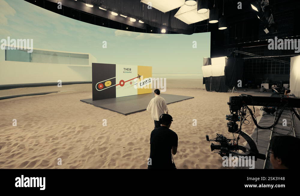 Behind the Scenes of Film Production Shoot with Crane Following Actor ...